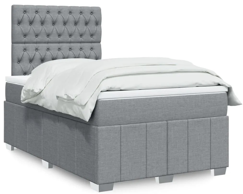 Box spring postel s matrací světle šedá 120x190 cm textil 3291614