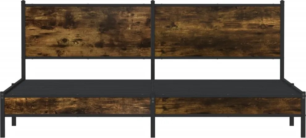 Kovový rám postele bez matrace kouřový dub 193 x 203 cm 3301379