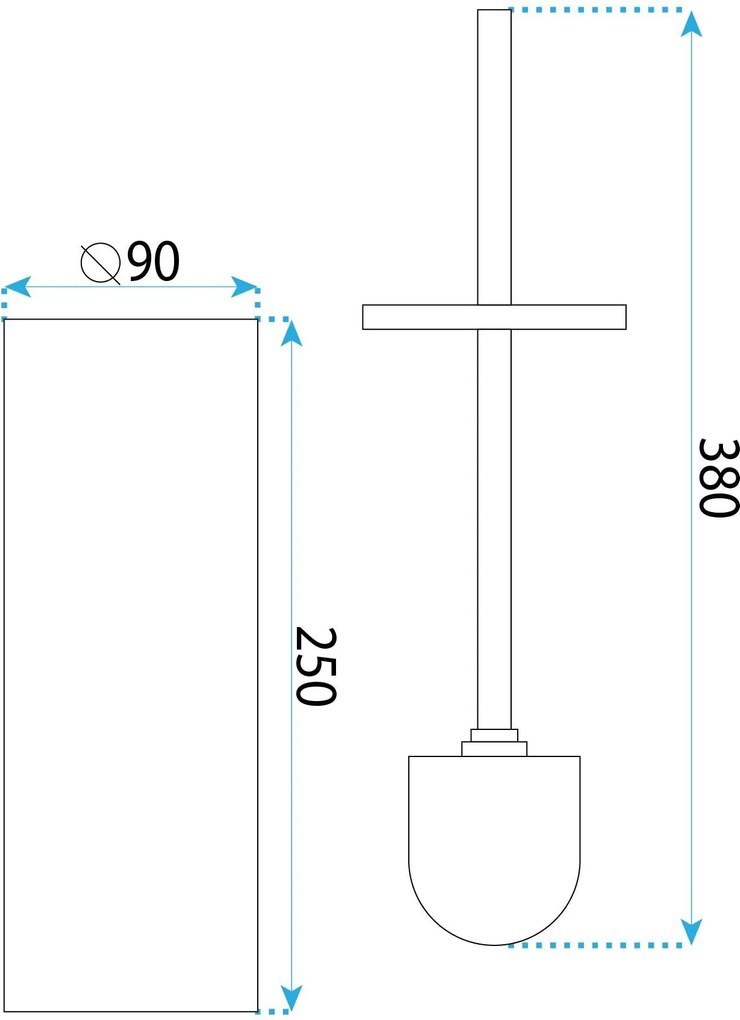 Rea B106, volně stojící WC kartáč s kovovou nádobkou, 25,5 cm, titanový, REA-08870