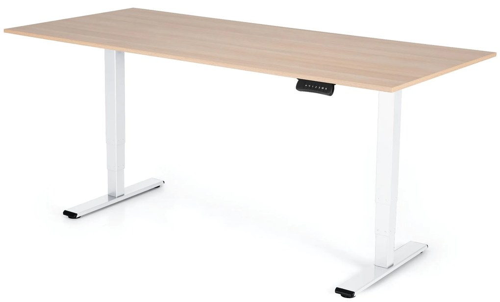 Výškově nastavitelný stůl Liftor 3segmentové nohy bílé,   deska 1800 x 800 x 18 mm dub sorano