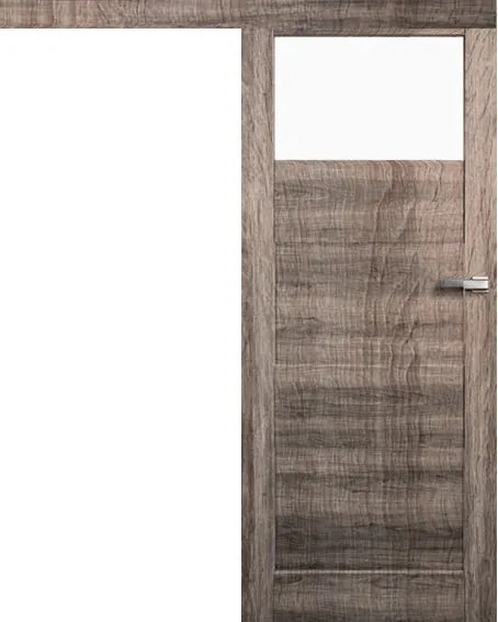 posuvné interiérové dveře na stěnu vasco doors TEO model 2 Průchozí rozměr: 70 x 197 cm, Orientace dveří: Levé dveře, Dekor: Dub Santa