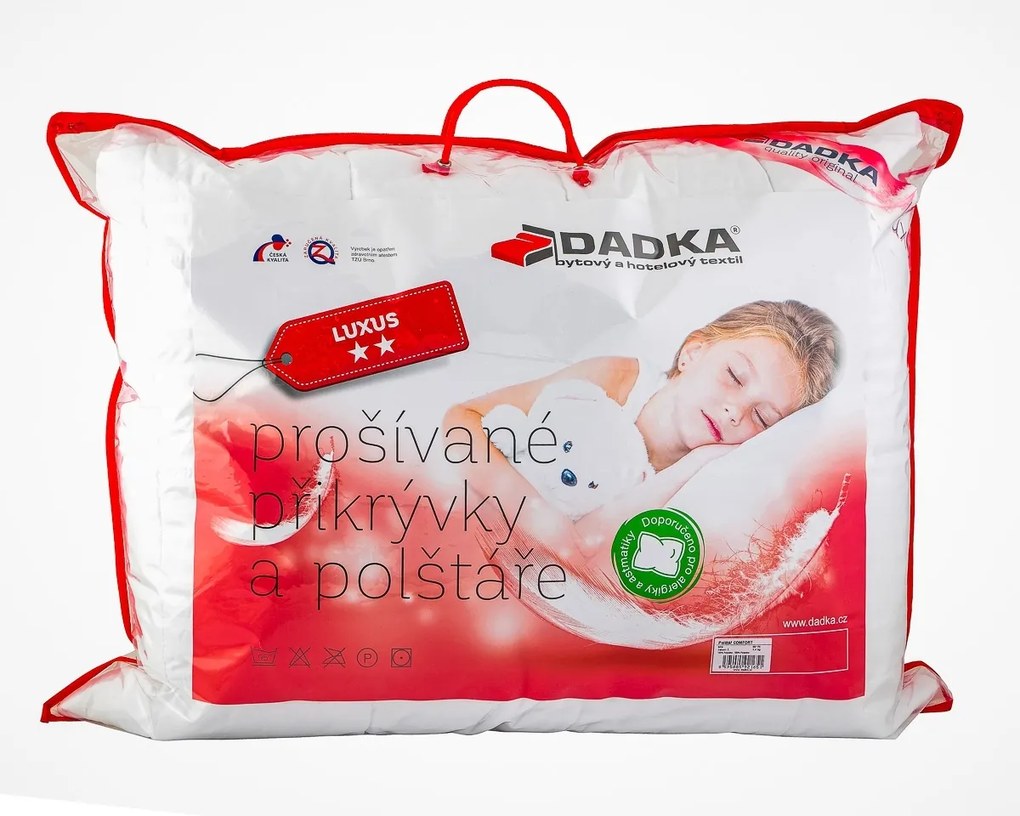 Dadka Prošívaný polštář Dadka LUXUS SUPRA  z dutého vlákna, bílý, 50x70cm, 800g