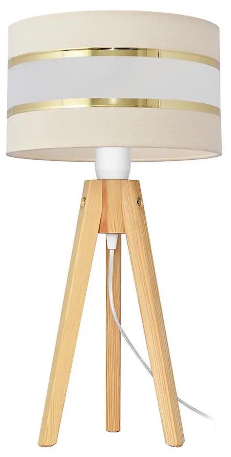 Stolní lampa HELEN 1xE27/15W/230V krémová/zlatá/borovice