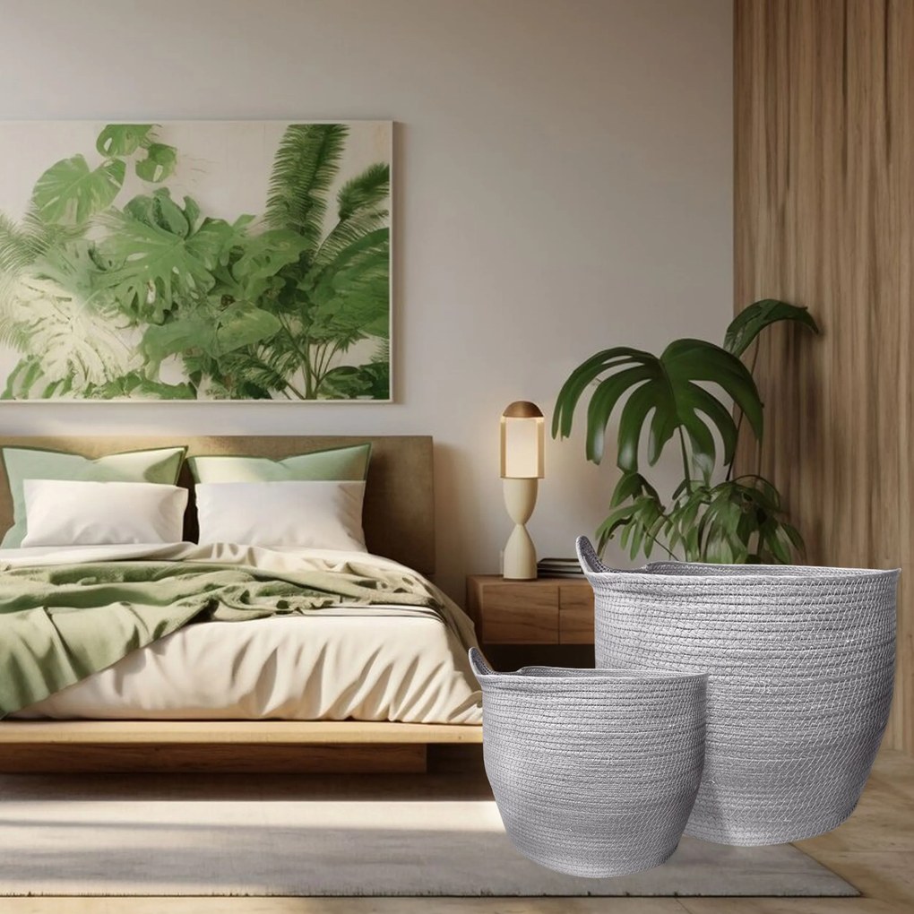 Tutumi, sada přírodních košíků 3ks BOHO YT21B-35, šedá, HOM-02808