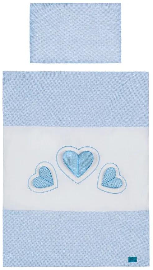 5-dílné ložní povlečení Belisima Tři srdce 100/135 bílo-modré Modrá