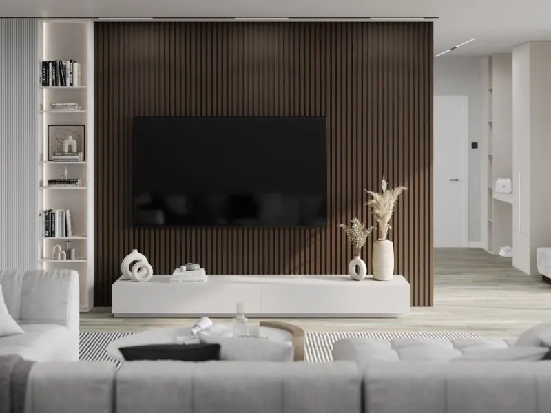 Mexen Lam-B, akustické stěnové lamely 275 × 30 cm, HDF deska 4 mm, technická dýha, ořech palisandrový, S100-275307-3015-021