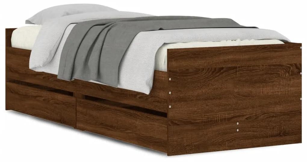 vidaXL Rám postele se zásuvkami hnědý dub 100 x 200 cm
