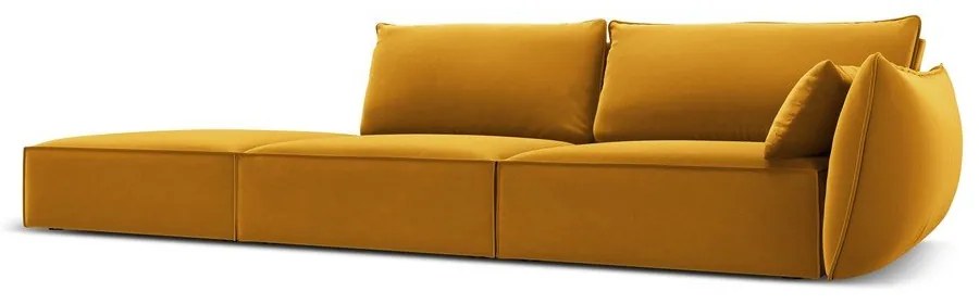 Sametová pohovka v hořčicové barvě pravý roh 264 cm Vanda – Mazzini Sofas