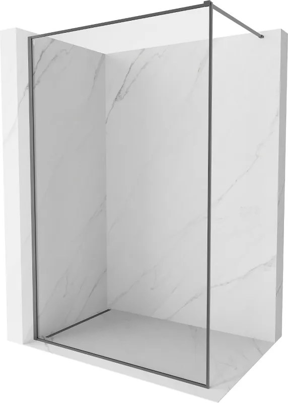 Mexen, Mexen Kioto-F sprchová stěna s rámem 170 x 202 cm, průhledná 8 mm, pistolový kov - 800-170-104-95-00