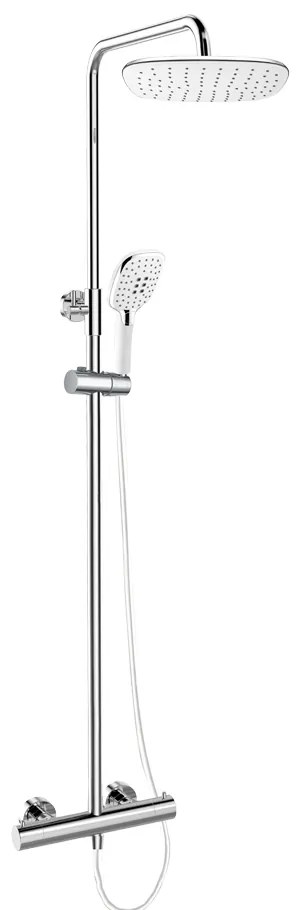 Mereo Mereo, Termostatická nástěnná sprchová baterie s hadicí, ruční a talířovou hranatou sprchou 255x190mm, CB60104TSJ