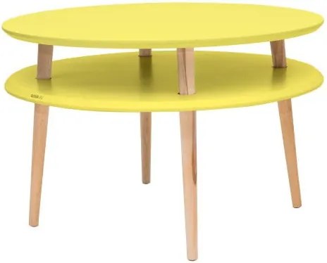Žlutý konferenční stolek s přírodními nohami Ragaba UFO, Ø 70 cm