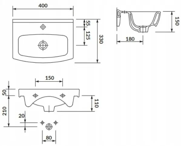 Cersanit Cersania, skříňkové umyvadlo 40x33 cm, bílá, K11-0050
