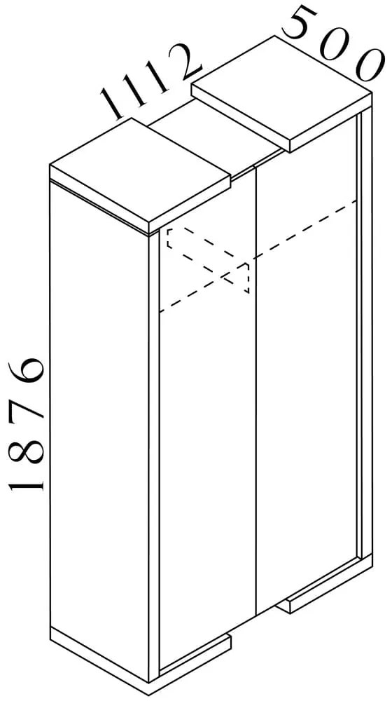 Vysoká šatní skříň Lineart 111,2 x 50 x 187,6 cm, jilm tmavý / bílá