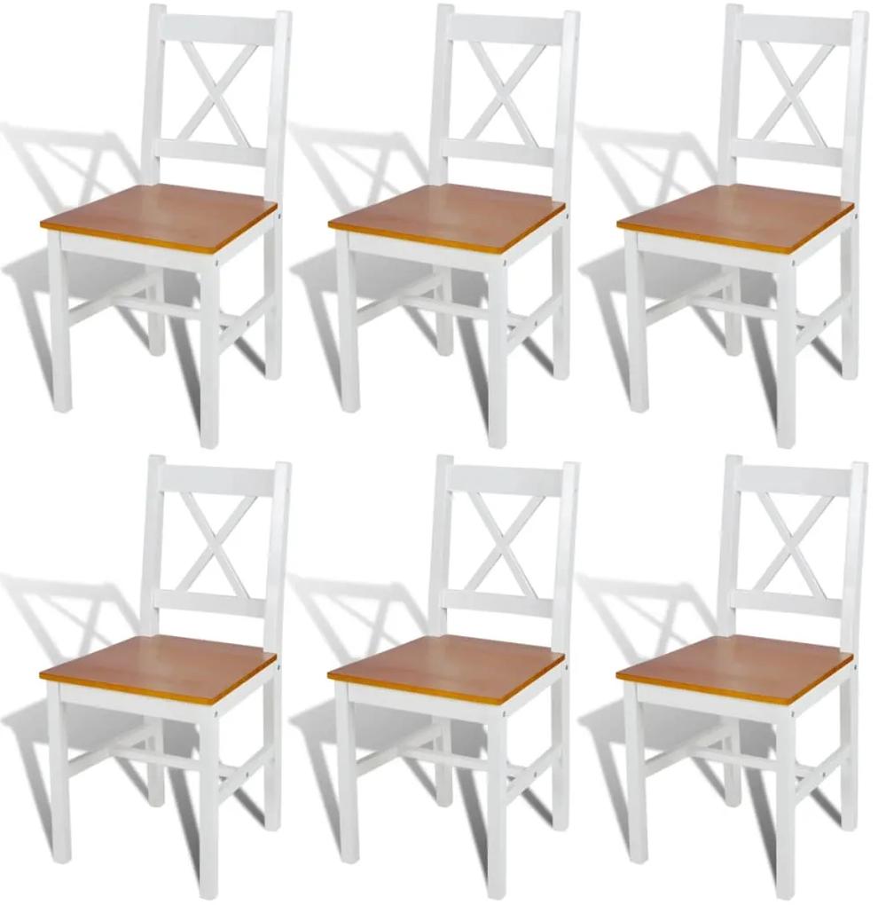 Jídelní židle 6 ks bílé borové dřevo - Default Title
