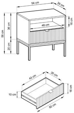 Piaski Noční stolek Nova se zásuvkou S-54 Barva: Dub Vincenza
