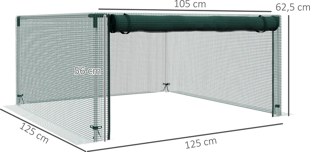 Zahradní síť proti hmyzu Outsunny s dvířky na zip 1,25x1,25 m z oceli odolná proti větru v zelené barvě pro zahradu a terasu | Aosom.de
