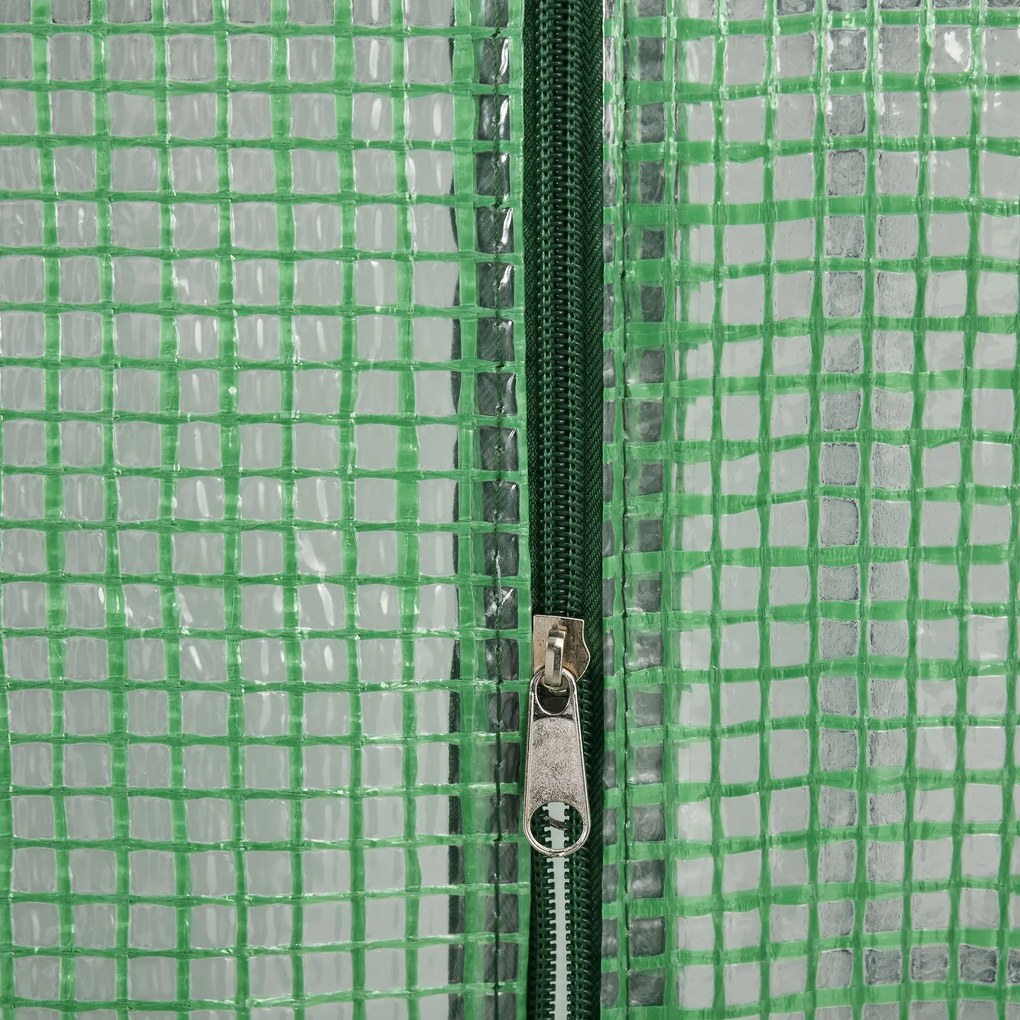 Outsunny polytunelový skleník Walk-in skleník s 8 policemi pro rajčata, ocel a PE plast, zelený, s dvířky pro optimální péči o rostliny