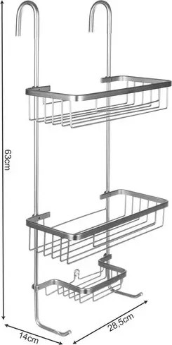 Závěsná polička do koupelny - stříbrná