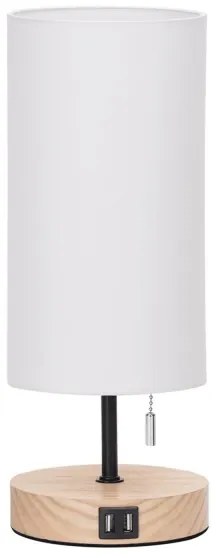 Aigostar - Stolní lampa s USB portem 1xE27/40W/230V černá/krémová