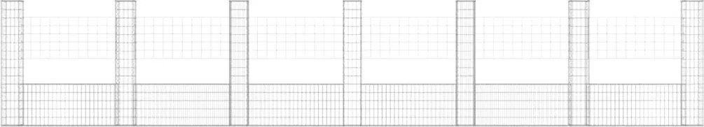 Gabionový koš ve tvaru U se 7 sloupky železo 740 x 20 x 150 cm 151287