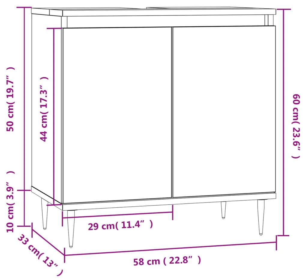 Koupelnová skříňka kouřový dub 58 x 33 x 60 cm kompozitní dřevo