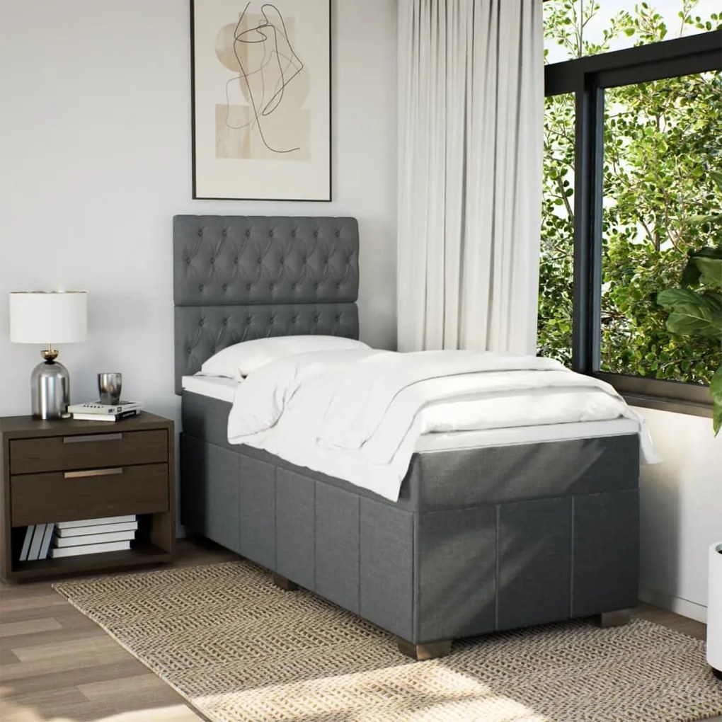 Box spring postel s matrací tmavě šedá 80 x 200 cm textil 3293803