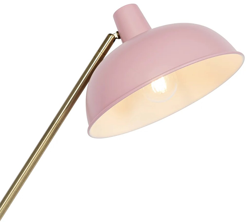 Retro stojací lampa růžová s bronzem - Milou