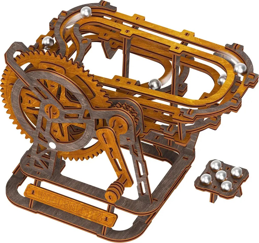 3d puzzle wooden city 3d dřevěné puzzle kuličková dráha mini 147 dílků
