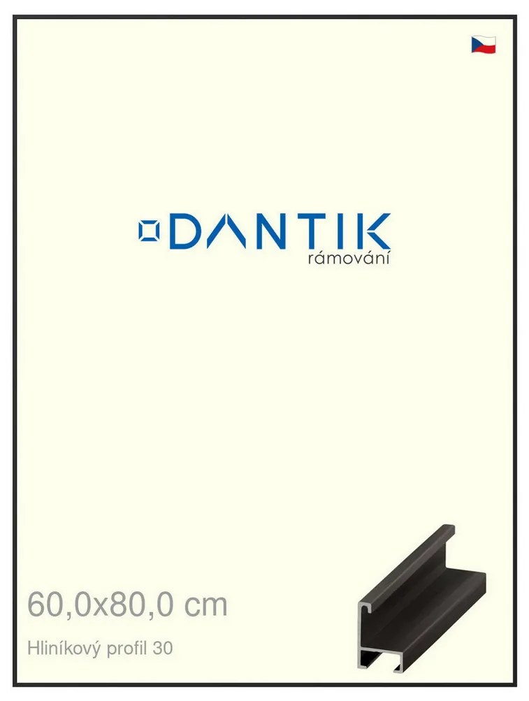 DANTIK rámeček 60x80 | ALU profil 6030 Černá matná (Plexi Čiré)