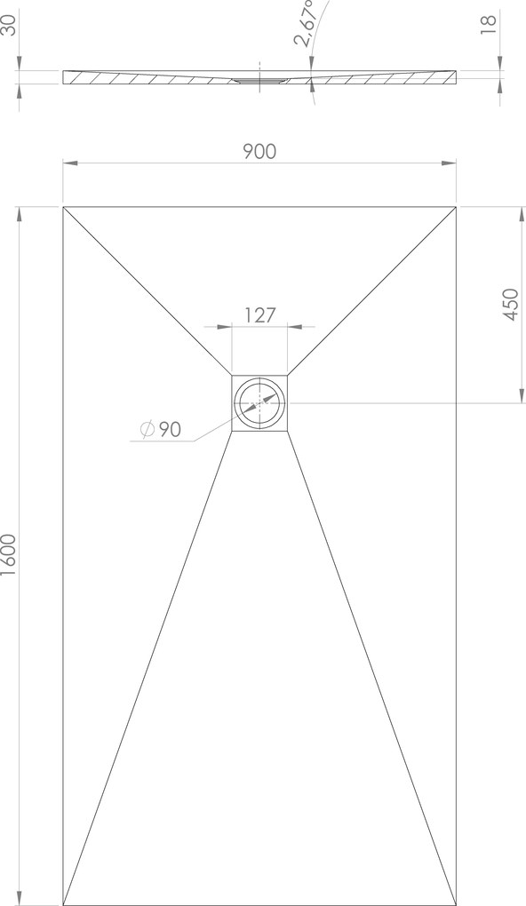 Polysan Treneca sprchová vanička z litého mramoru 160 x 90 cm s možností úpravy rozměru bílá mat 84311.11