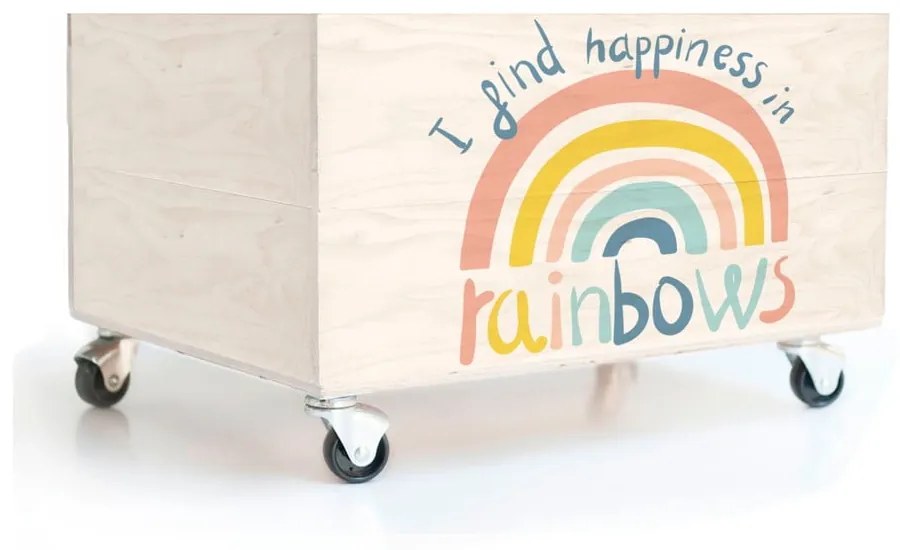 Dětský borovicový úložný box na kolečkách Folkifreckles Rainbow