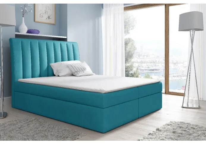 Kontinentální postel Kaspis modrá 180  + topper zdarma