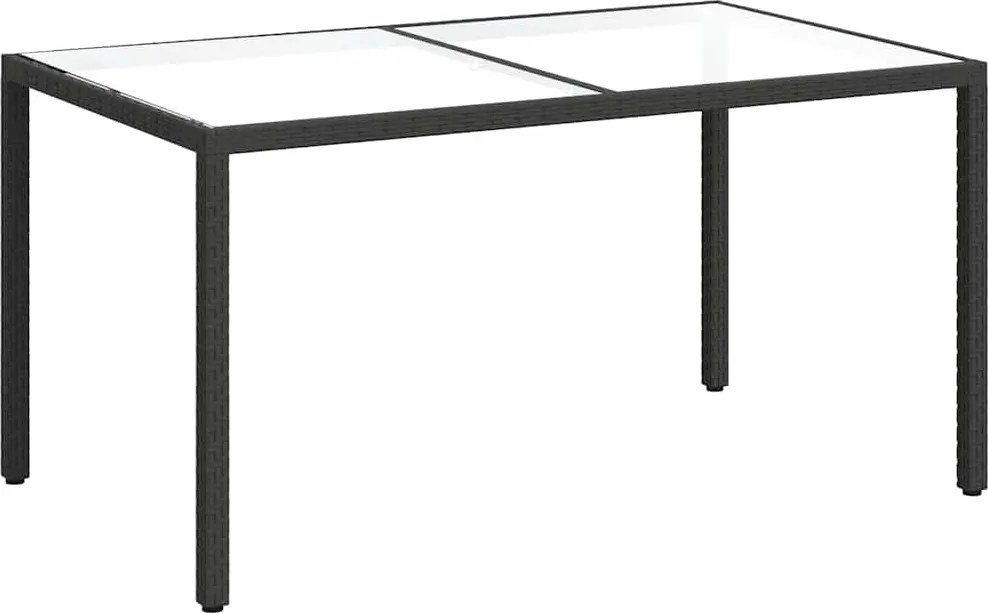 Zahradní stůl 150 x 90 x 75 cm tvrzené sklo a polyratan černý 316705