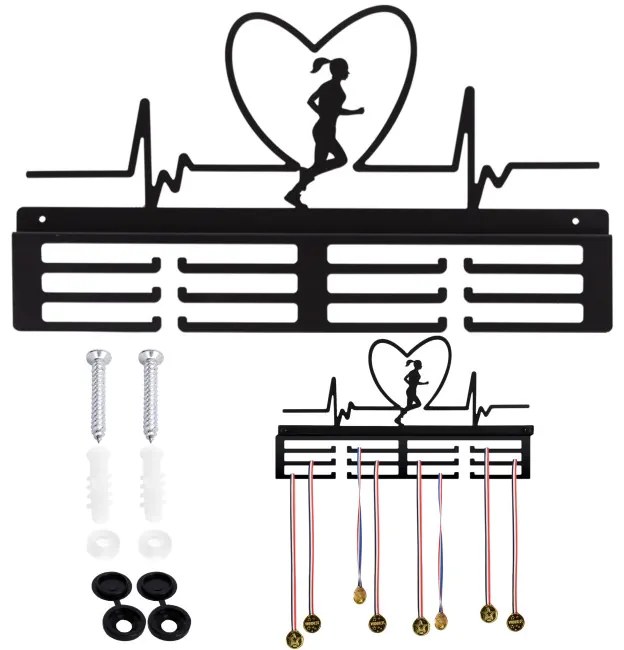 Nástěnný věšák na medaile PULZ černý