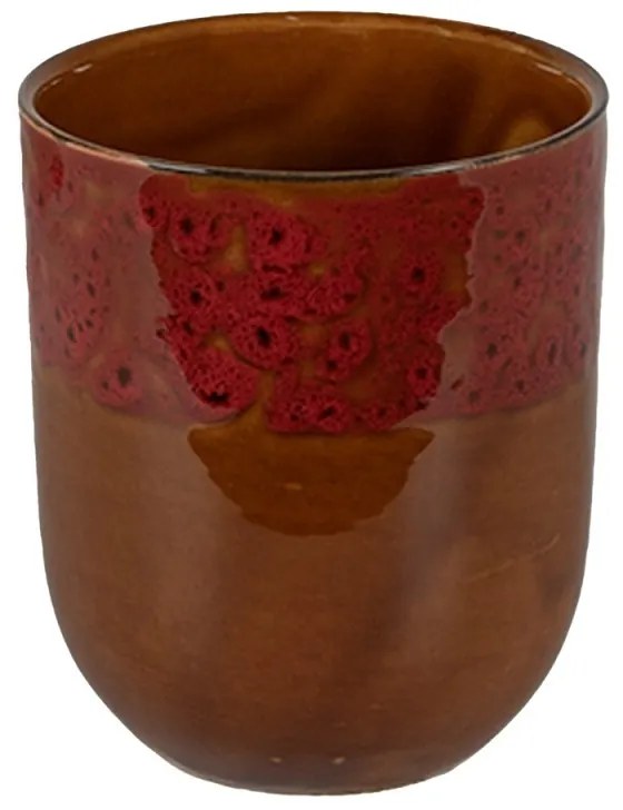 Hnědočervený keramický kalíšek na čaj - ∅ 7*8 cm / 0,15L