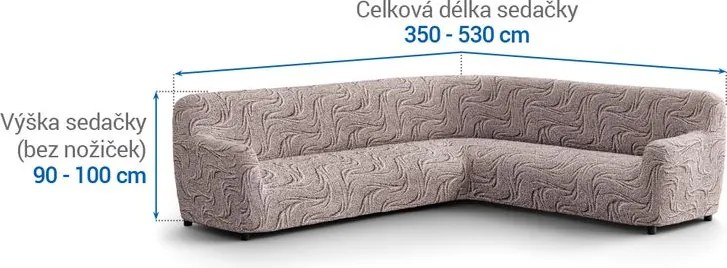 Bielastické potahy BRILLANTE hnědé rohová sedačka (š. 350 - 530 cm)