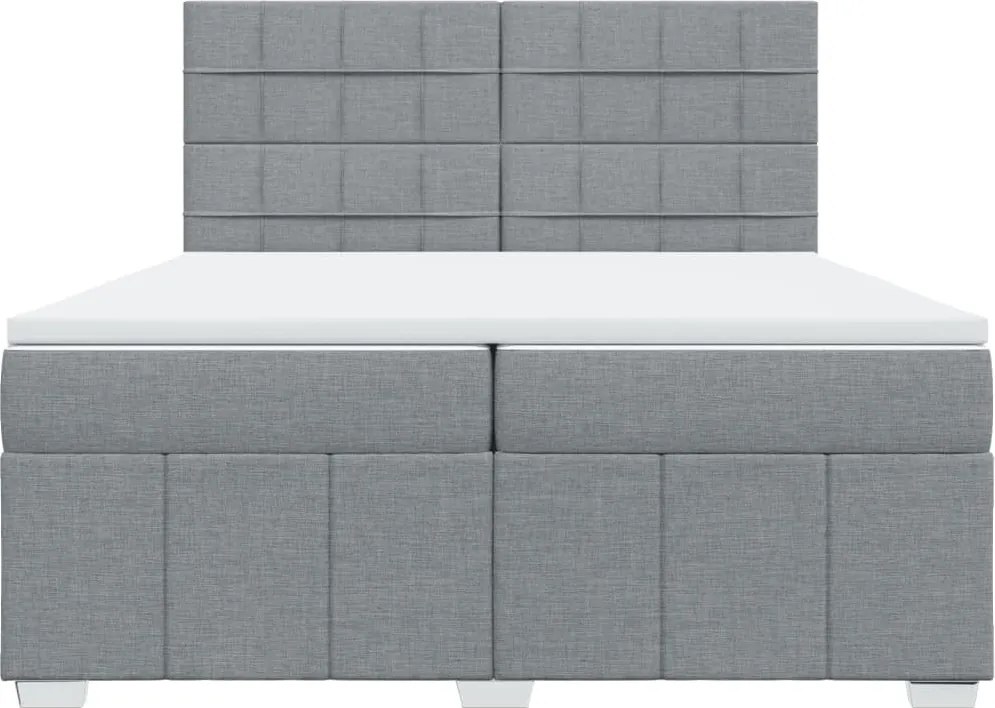 Box spring postel s matrací světle šedá 200 x 200 cm textil 3291775