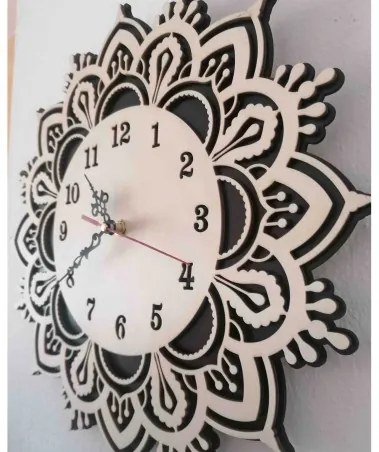 Dřevěné nástěnné hodiny Mandala – Elegantní 3D design | SENTOP PR0375 MDF-playwood