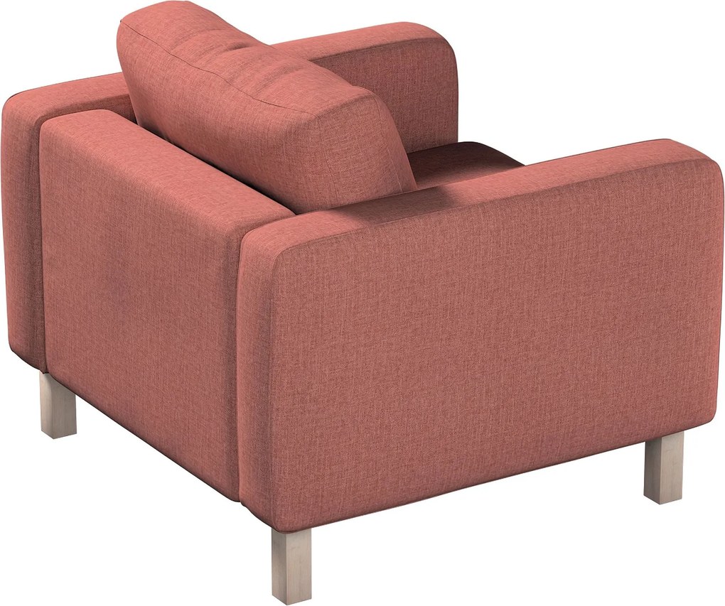 Potah na křeslo IKEA Karlstad, krátký barva hnědá látka pletený vzor