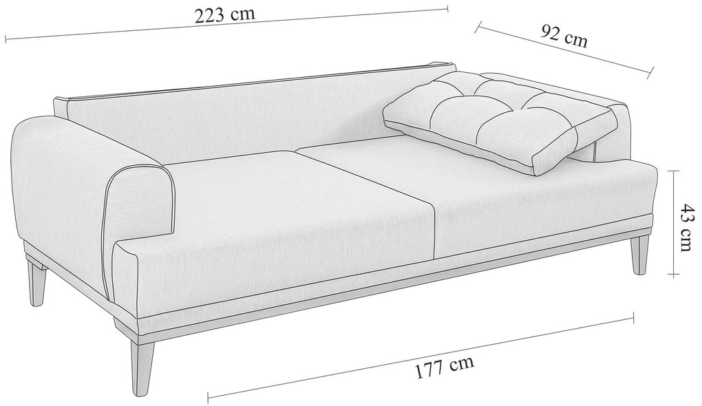 Hanah Home Třímístná pohovka BALERA antracitová 223 cm
