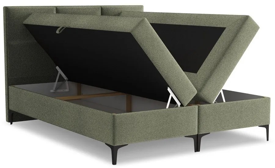 Zelená boxspring postel s úložným prostorem 180x200 cm Pakalana – Makamii