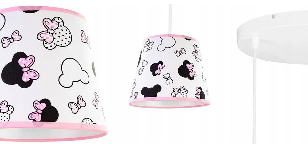 Dětské závěsné svítidlo Minnie, 3x textilní stínítko se vzorem, o, s