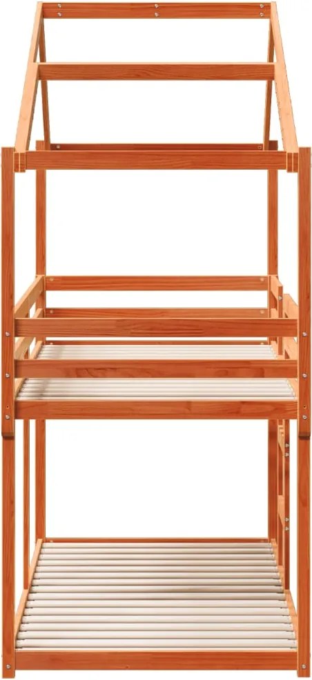 Patrová postel se střechou voskově hnědá 90x190 cm borové dřevo 3282046