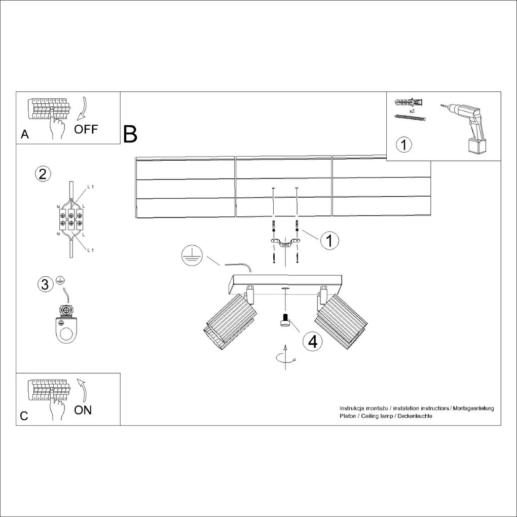 Sollux Lighting Stropní svítidlo KARBON 4 černé