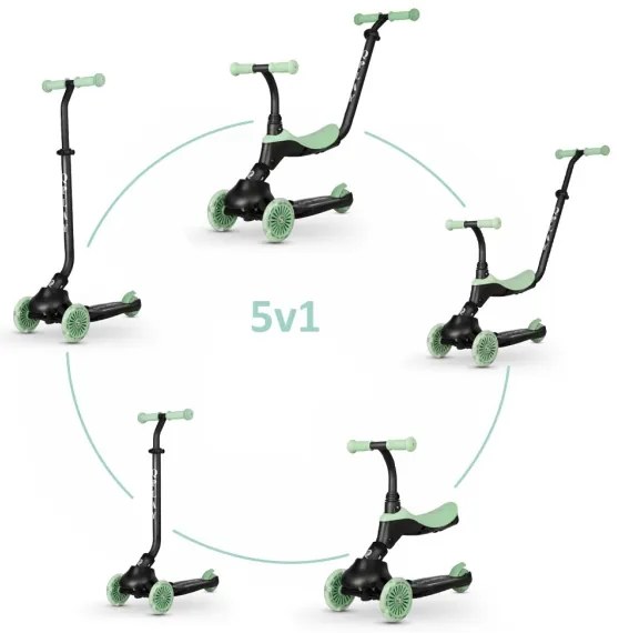 QPlay - Dětská koloběžka 5v1 SEMA zelená