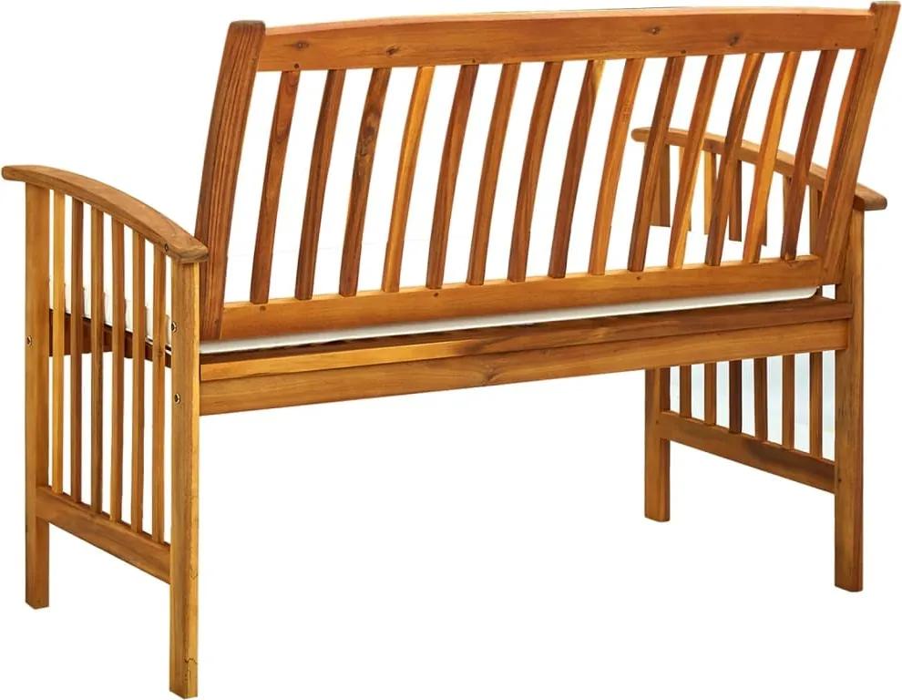 vidaXL Zahradní lavice s poduškou 119 cm masivní akáciové dřevo [312132] Barva: krémová