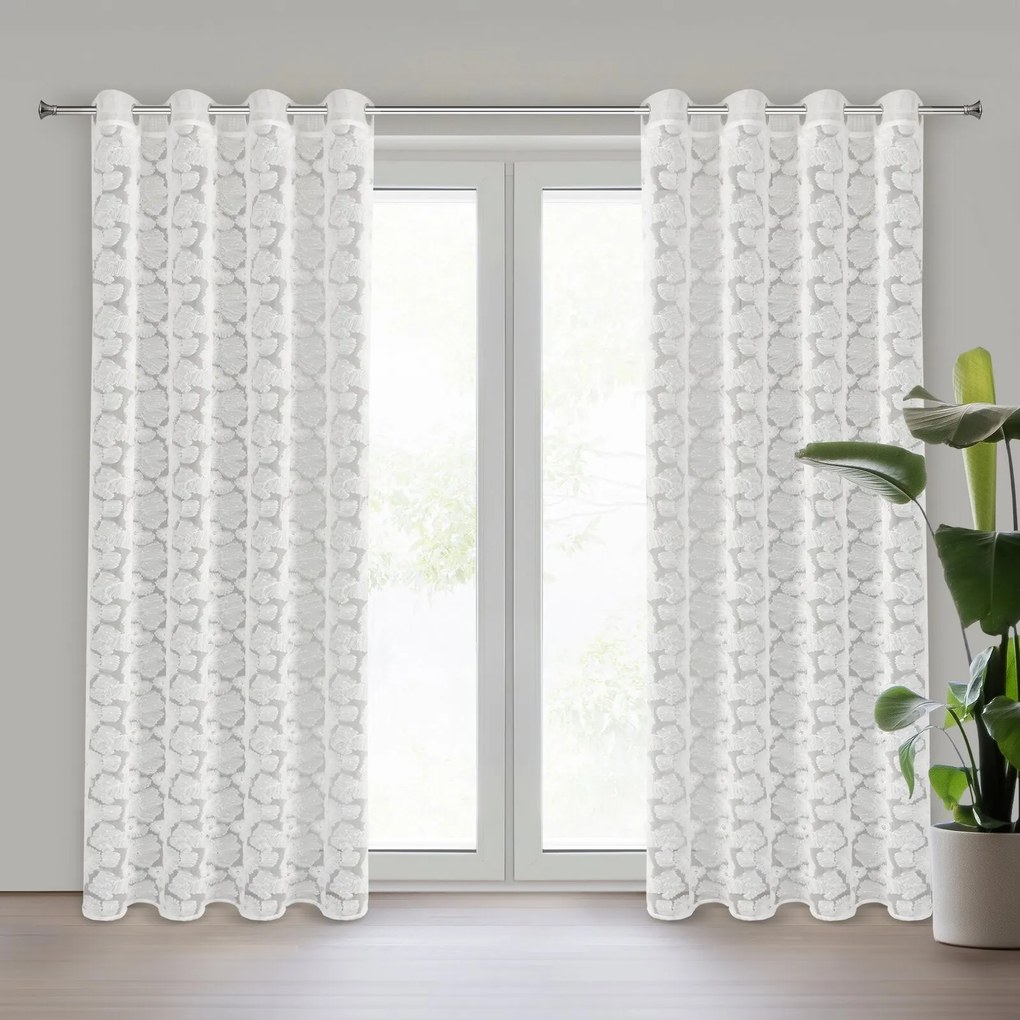 ZÁCLONA NA KROUŽCÍCH EVA MINGE JASMIN1 140X250 CM BÍLÁ
