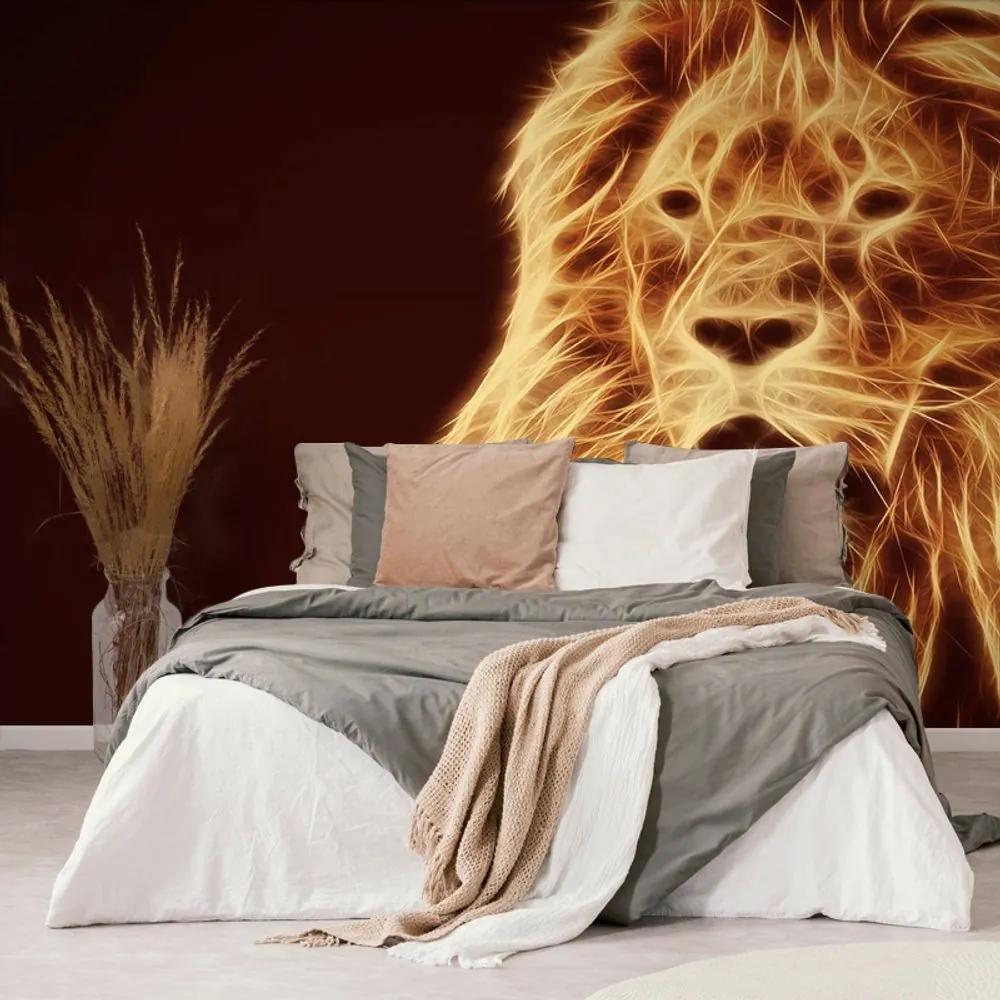 Samolepící tapeta hlava lva v abstraktním provedení - 300x200 cm
