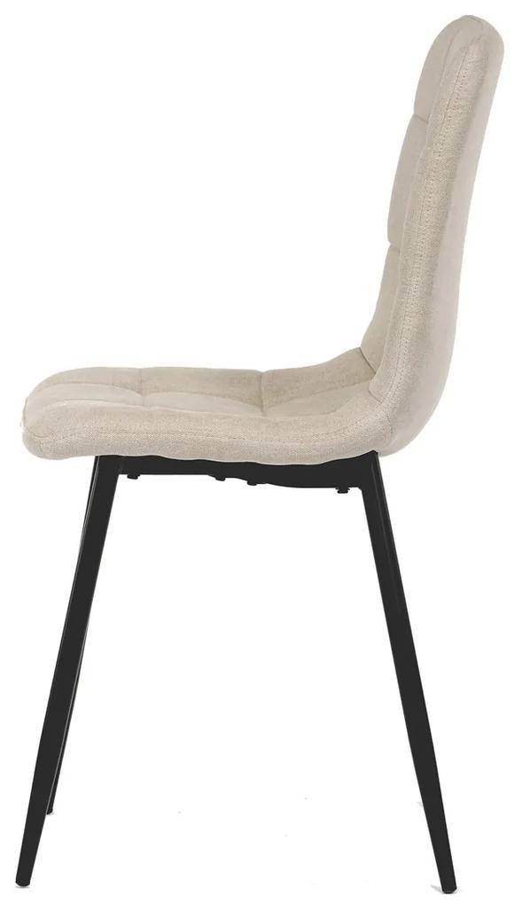 AUTRONIC Jídelní židle, potah krémová látka, kovová čtyřnohá podnož, černý mat