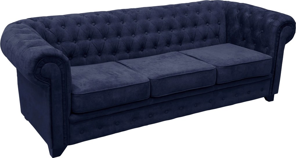 XXXLutz POHOVKA CHESTERFIELD, dřevo, textil, kompozitní dřevo, modrá MID.YOU - Pohovky - 000694009810